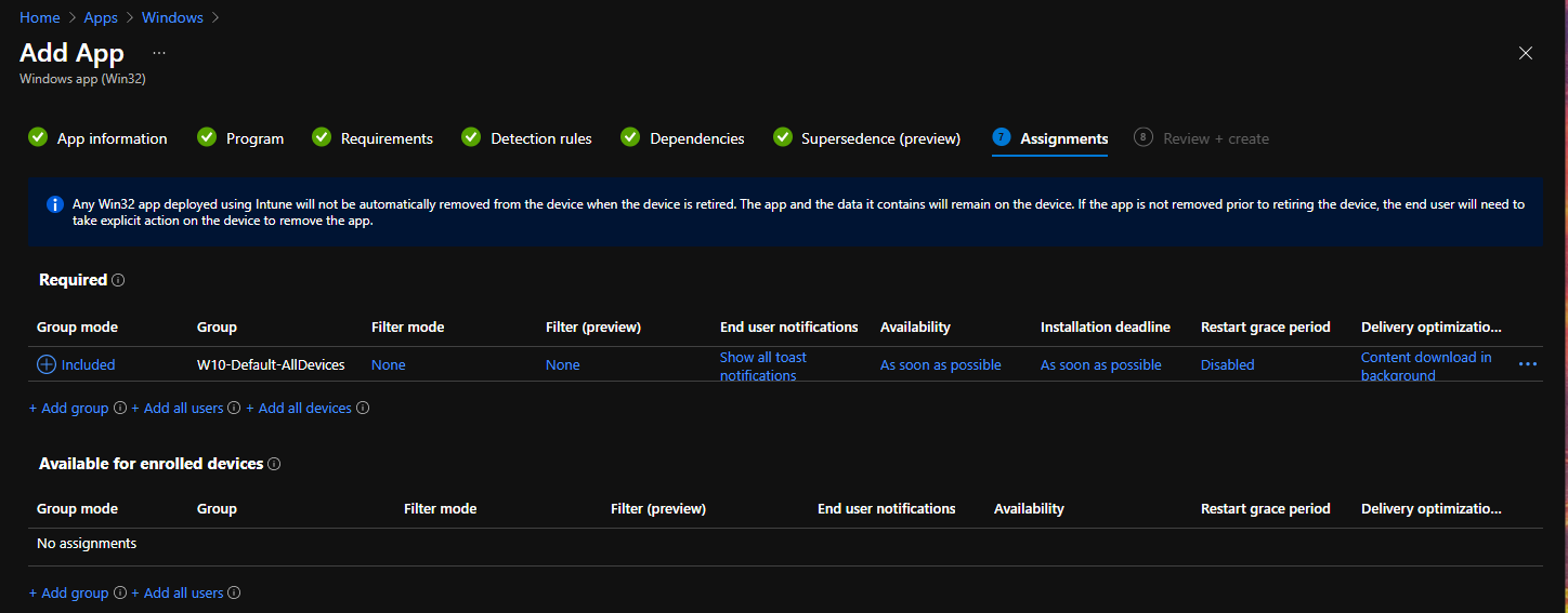 Creating a web page shortcut on the desktop using intune