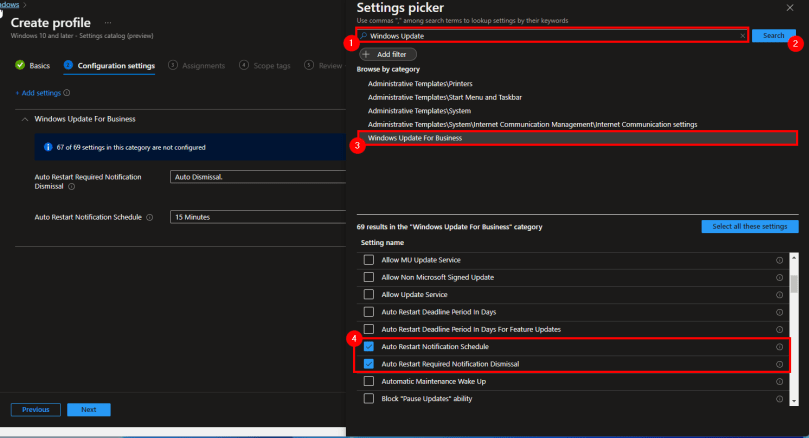Configuration of Windows Update reboot notifications