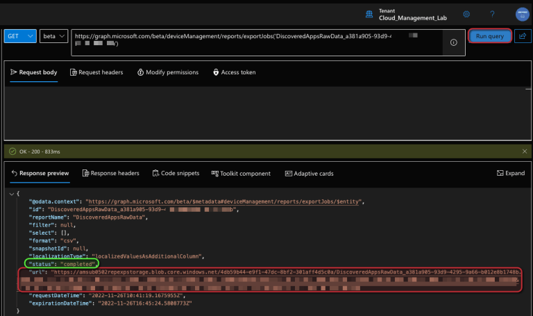 Intune mass export with the Graph Report API