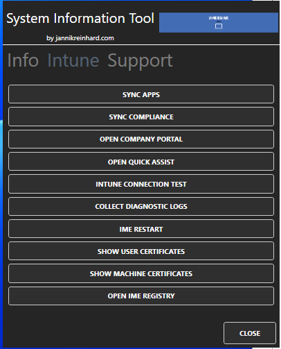 System Information and Self Service Tool