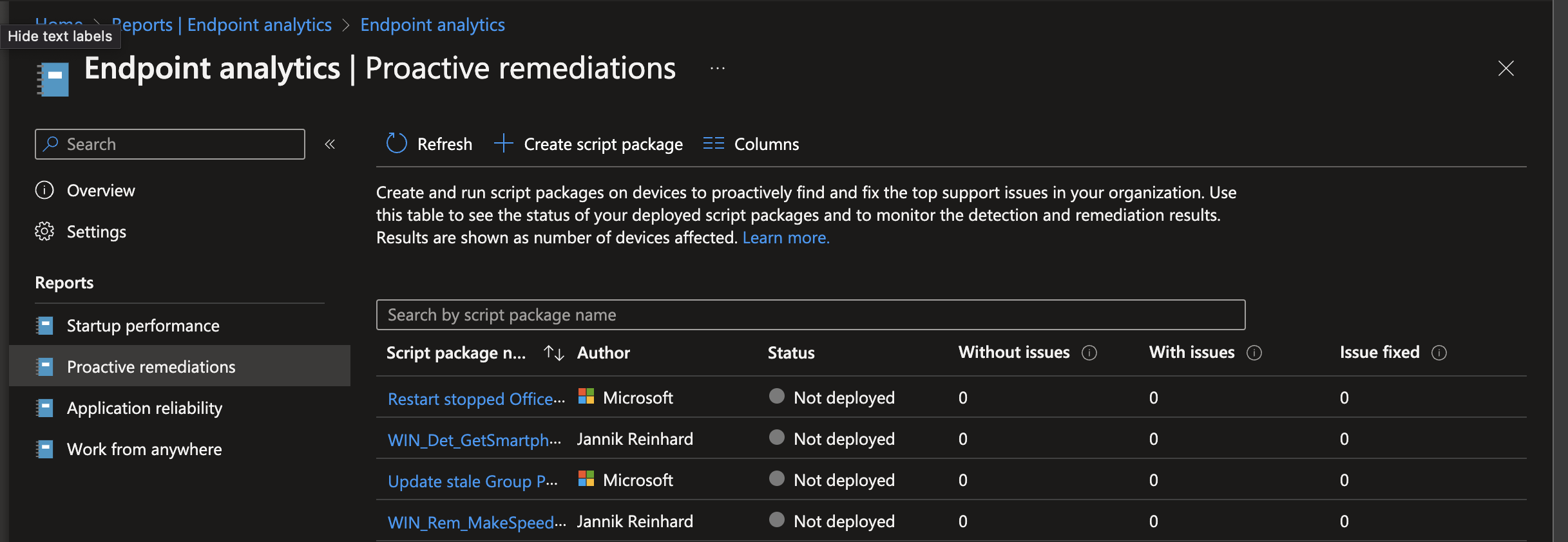 Endpoint analytics remediation script community repository – AI & Modern Device Management